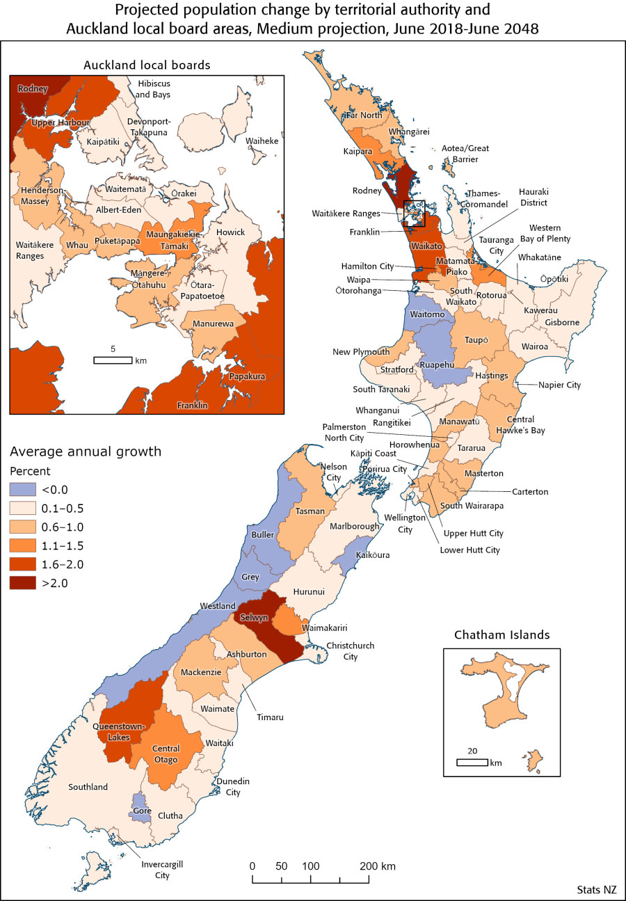 Subnational population projections: 2018(base)–2048 update | Stats NZ
